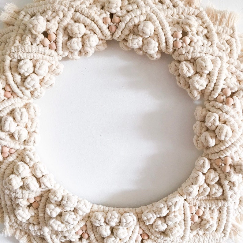 Ecru Circular Macrame Wall Hanging on a Metal Hoop Cozy Boho - Etsy