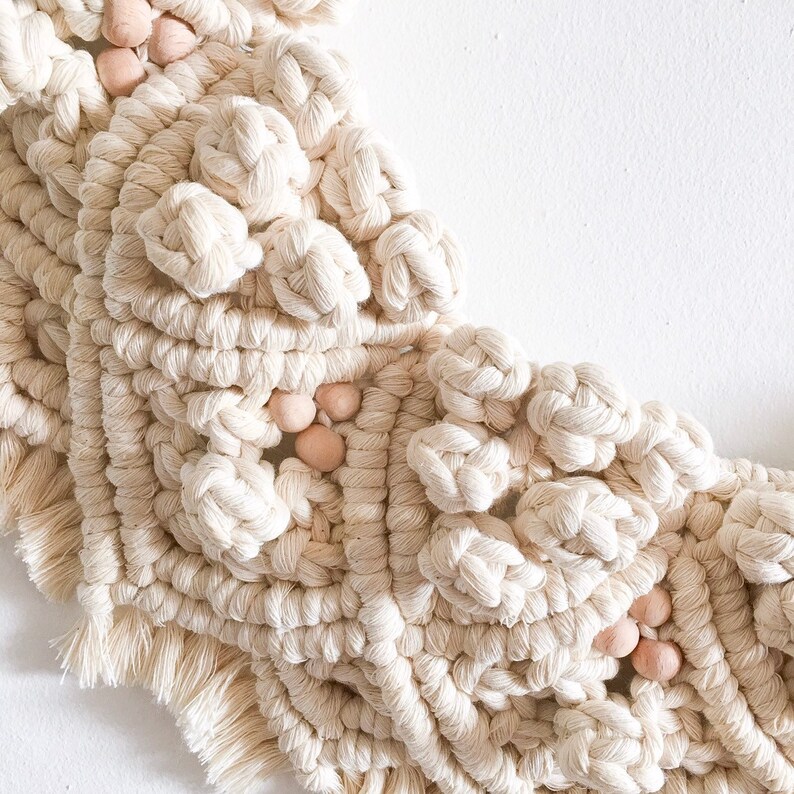 Ecru Macrame Wall Hanging: Boho Metal Hoop Decor (21.65 Inch) - Etsy