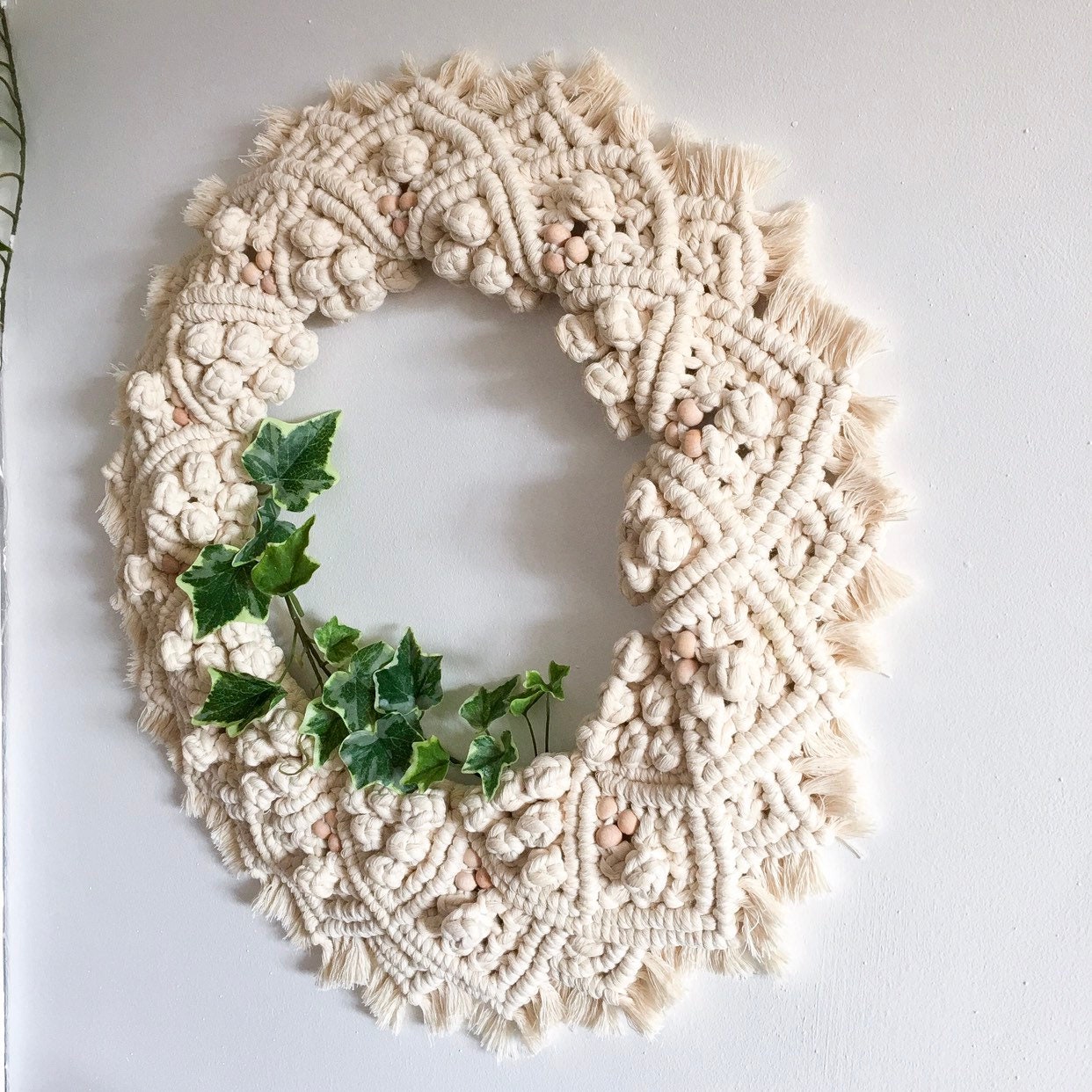 Ecru Circular Macrame Wall Hanging on a Metal Hoop Cozy Boho - Etsy
