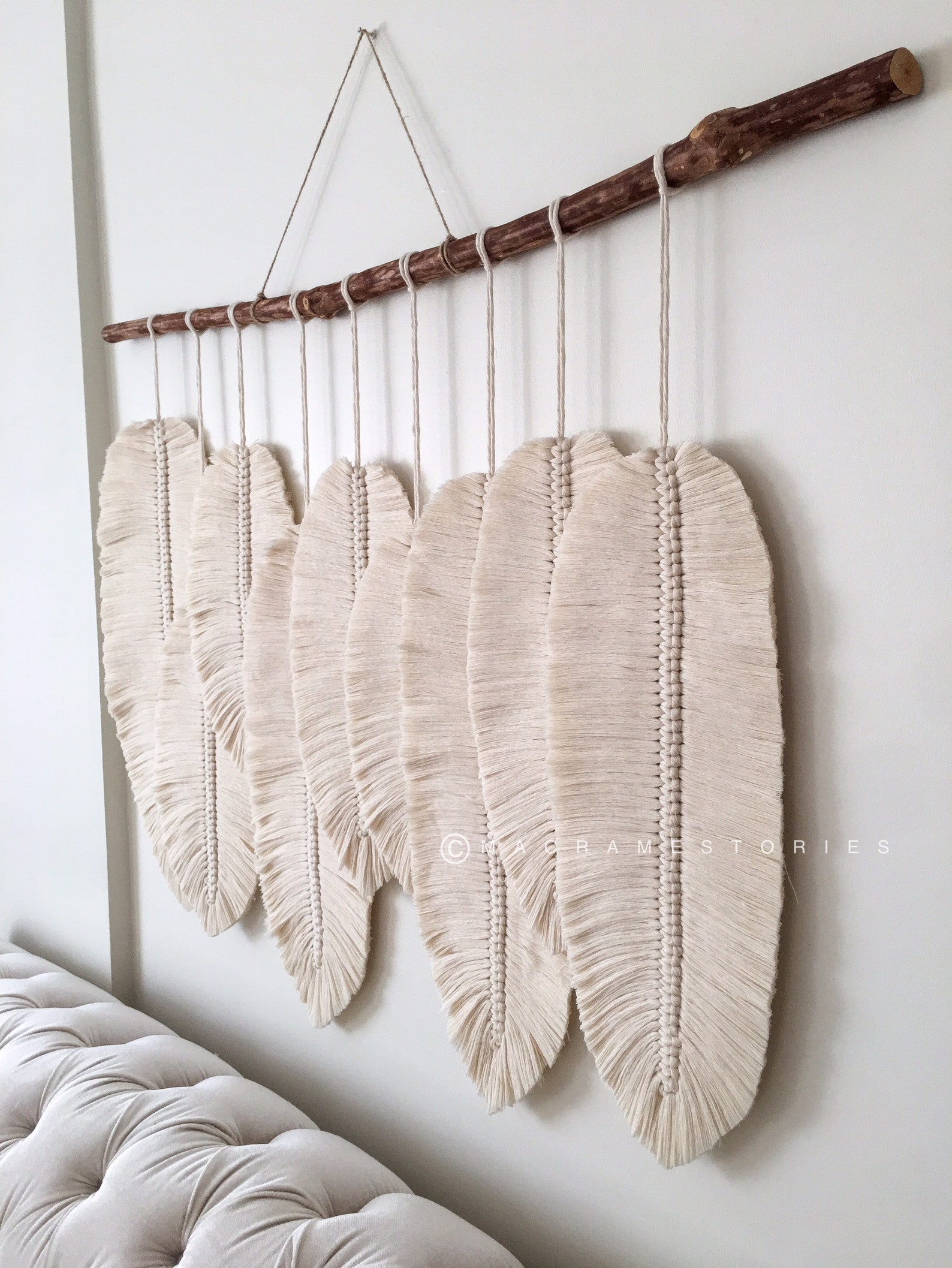 LARGE MACRAME FEATHERS Macrame Leaves Boho Macrame Wall | Etsy