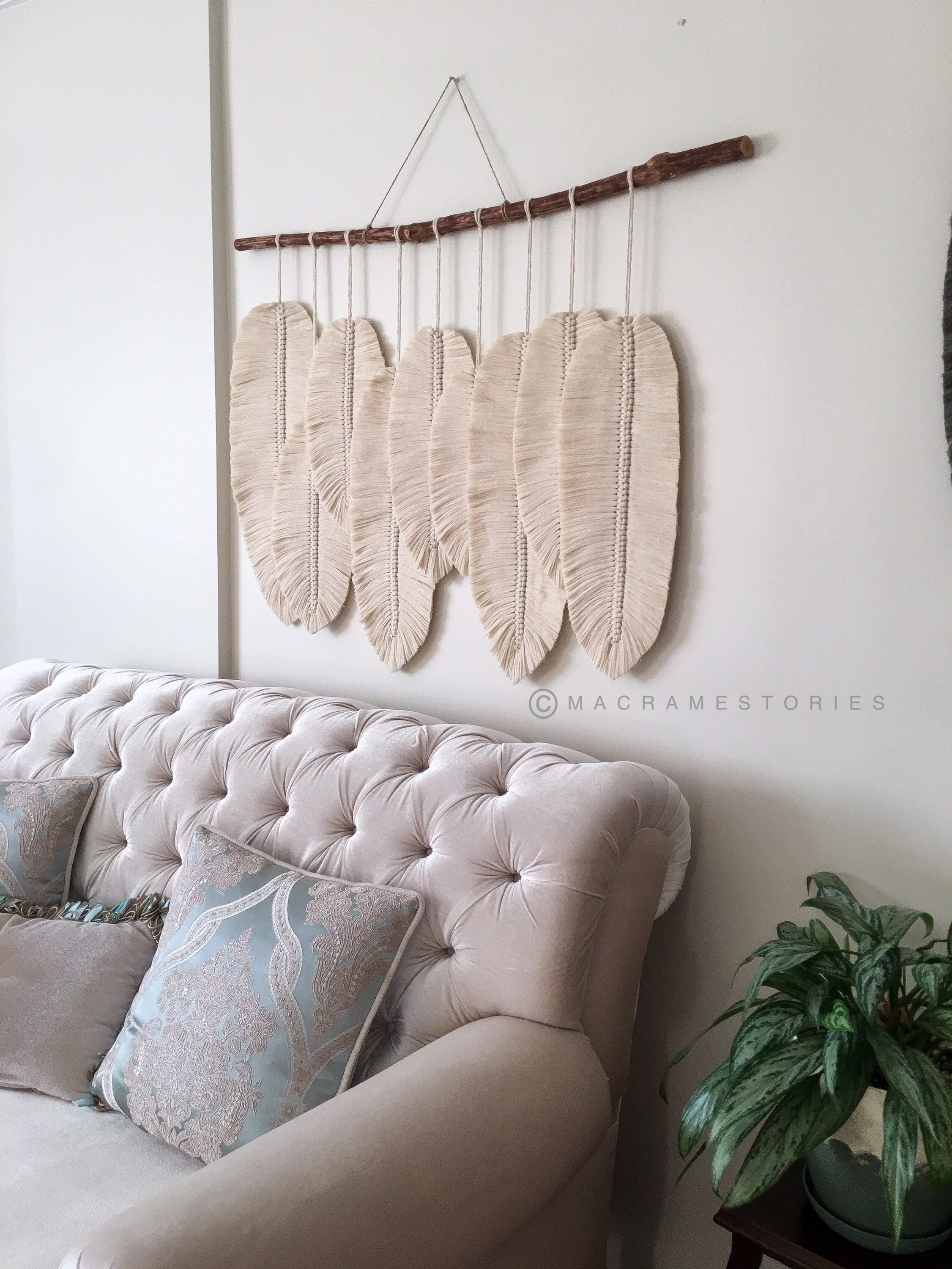 LARGE MACRAME FEATHERS Macrame Leaves Boho Macrame Wall - Etsy