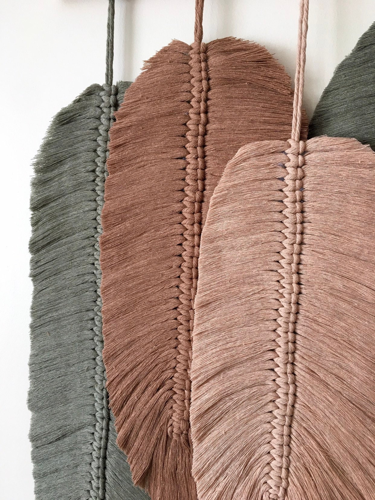 MACRAME FEATHERS macrame leaves Boho Macrame Wall Hanging | Etsy