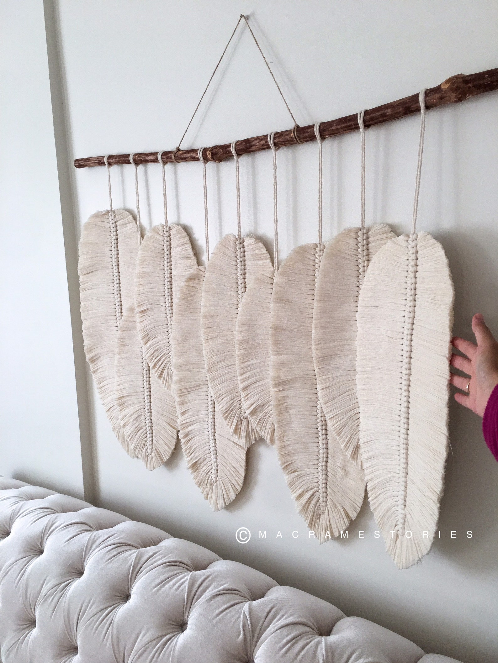 LARGE MACRAME FEATHERS Macrame Leaves Boho Macrame Wall - Etsy