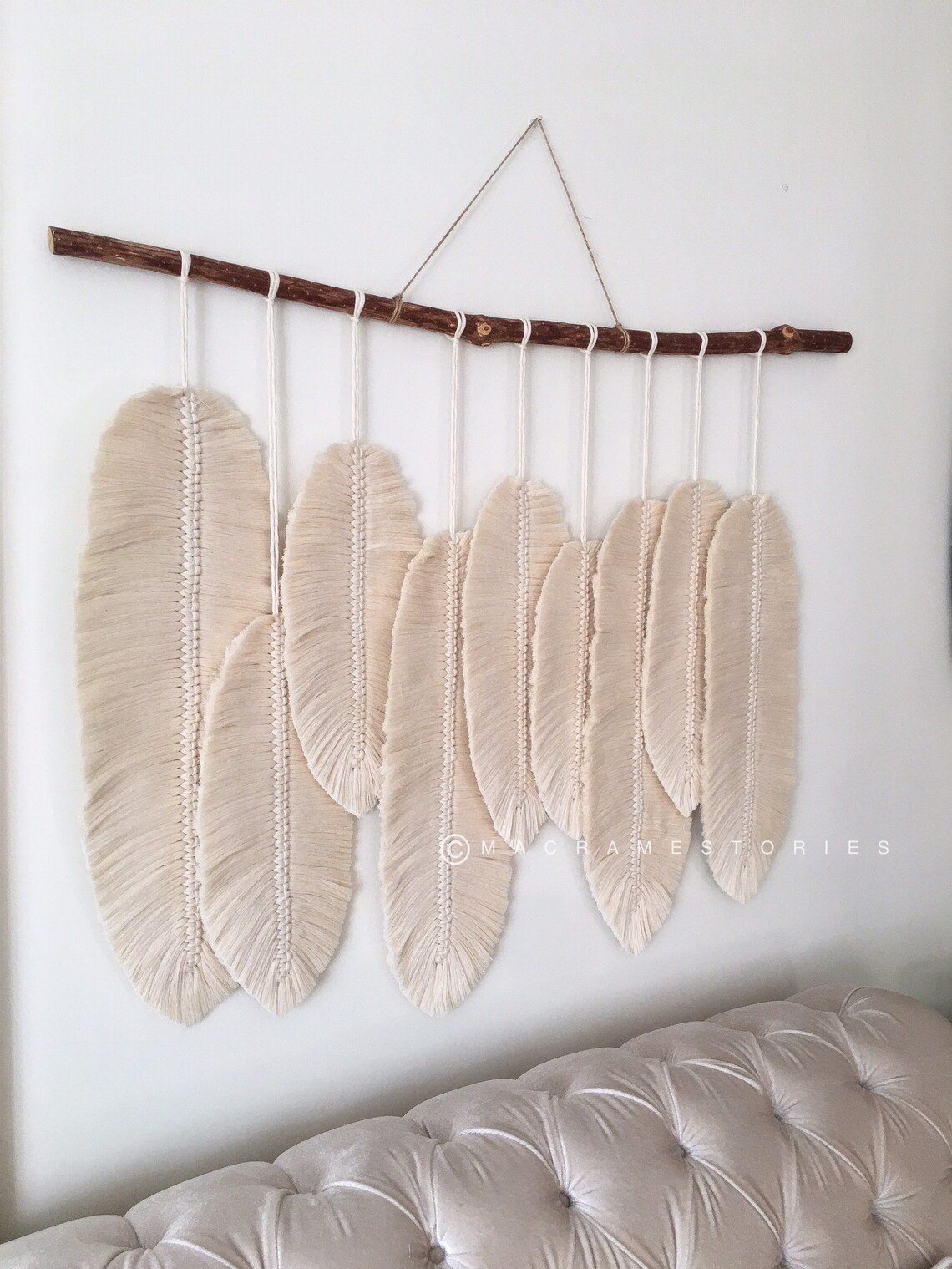 LARGE MACRAME FEATHERS Macrame Leaves Boho Macrame Wall | Etsy
