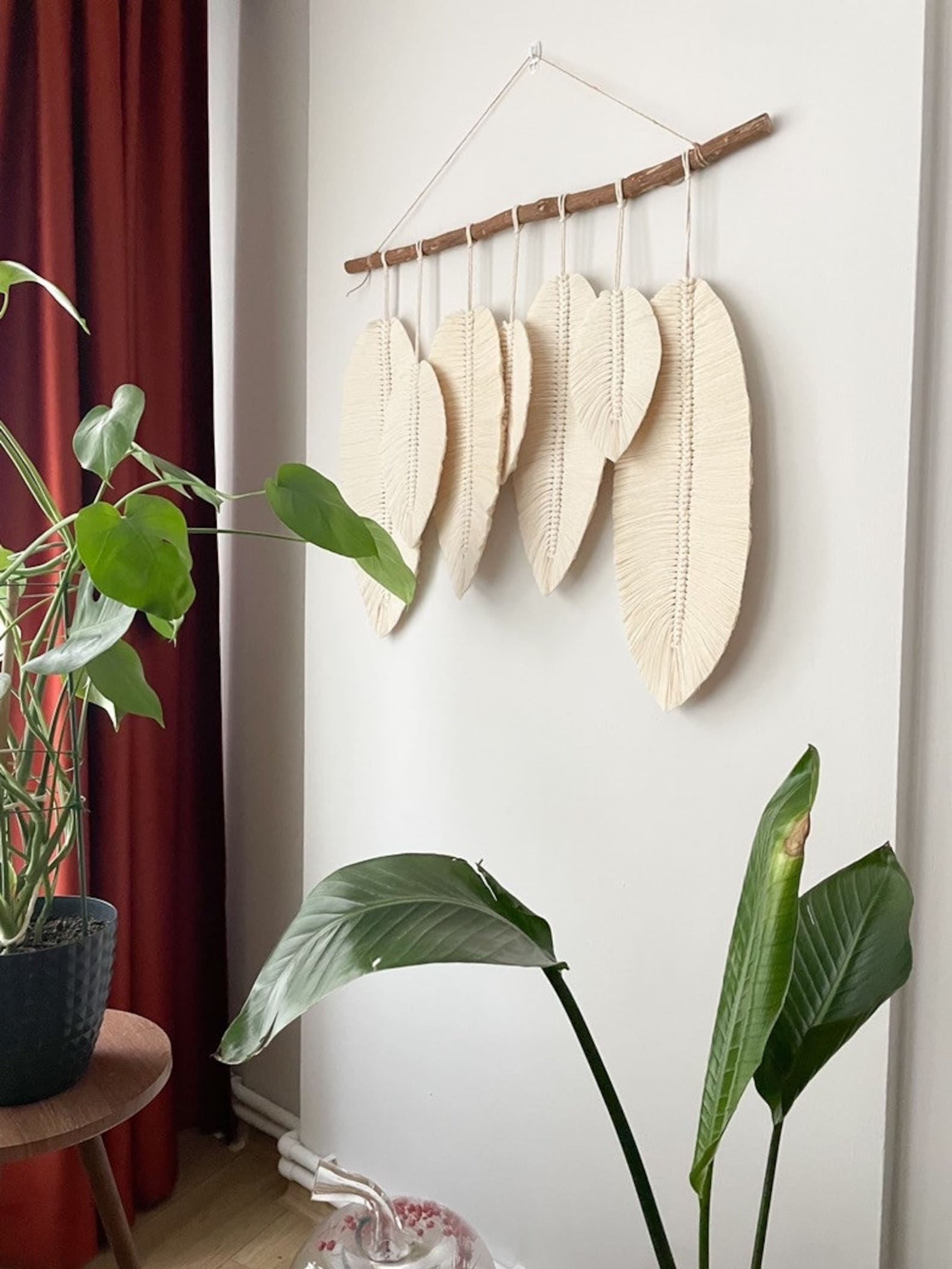 MACRAME FEATHERS Macrame Leaves Boho Macrame Wall Hanging - Etsy