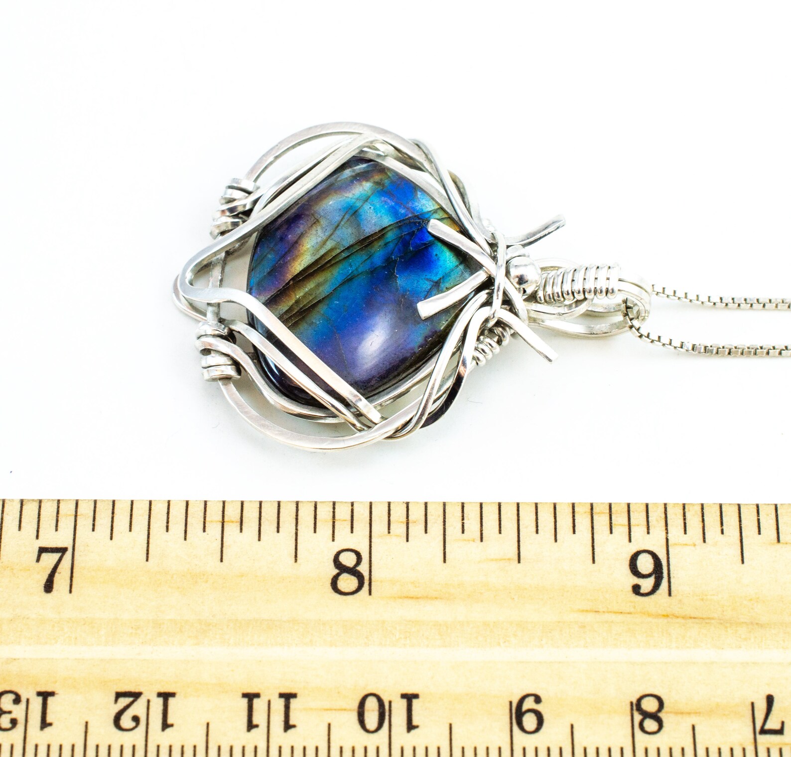 Multi Color Labradorite Pendant Sterling Wire Wrapped - Etsy