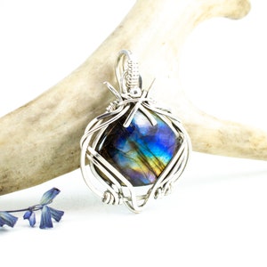 Multi Color Labradorite Pendant Sterling Wire Wrapped - Etsy