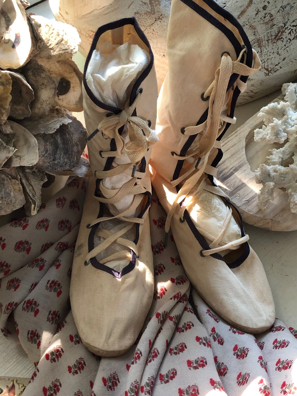 Antique 1910’s Edwardian Bathing Slippers Swim Shoes Bathing Boots ...