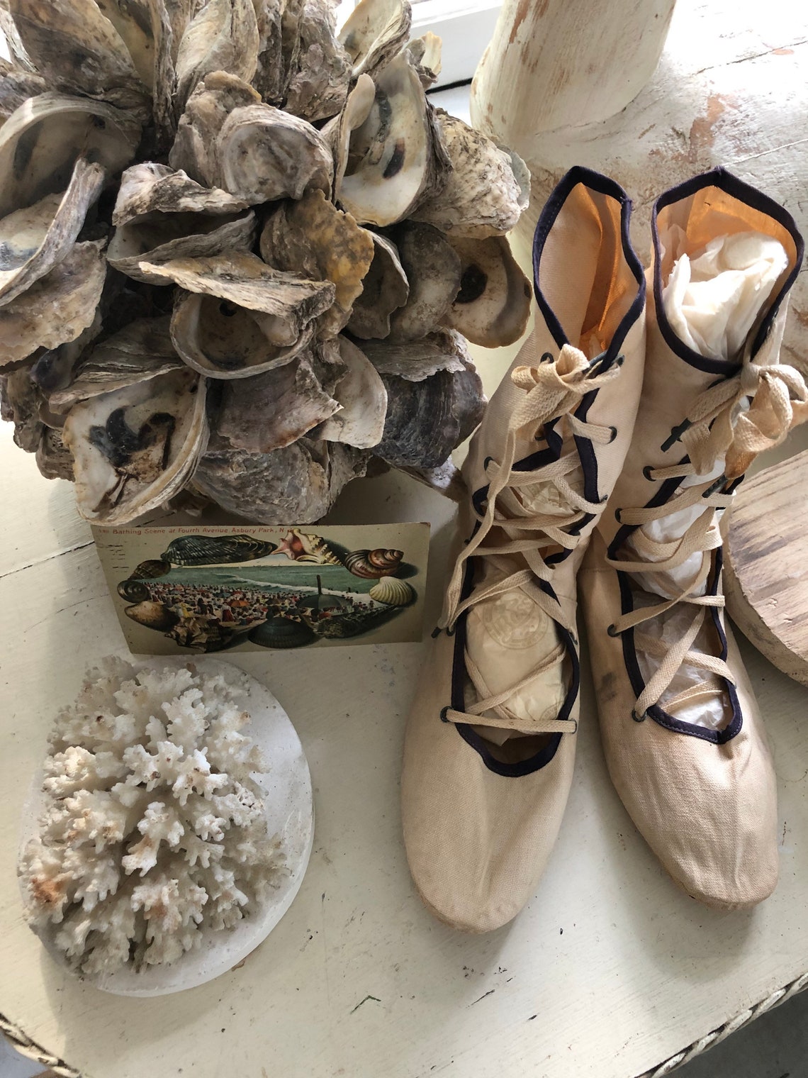 Antique 1910’s Edwardian Bathing Slippers Swim Shoes Bathing Boots ...