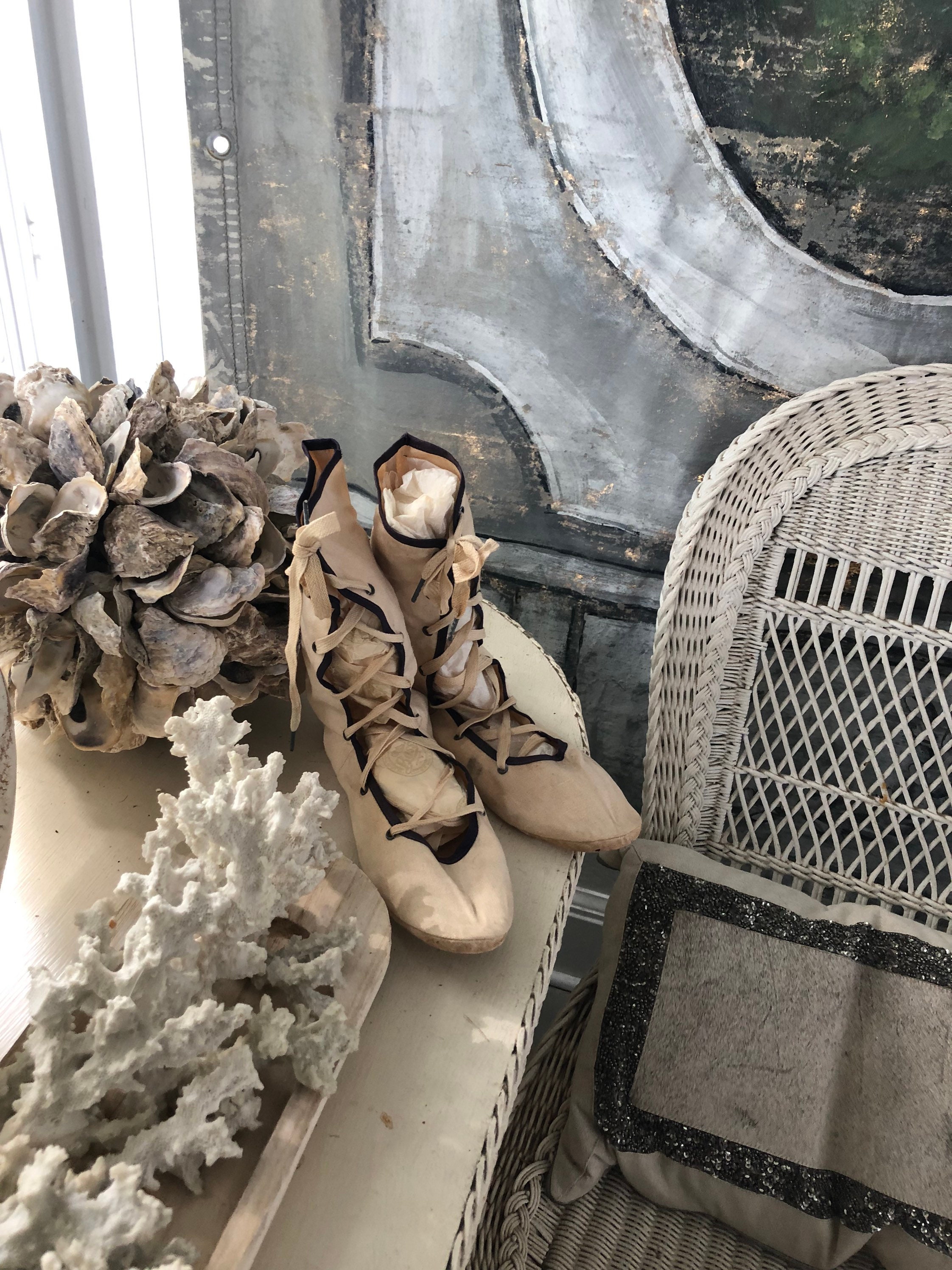 Antique 1910’s Edwardian Bathing Slippers Swim Shoes Bathing Boots ...