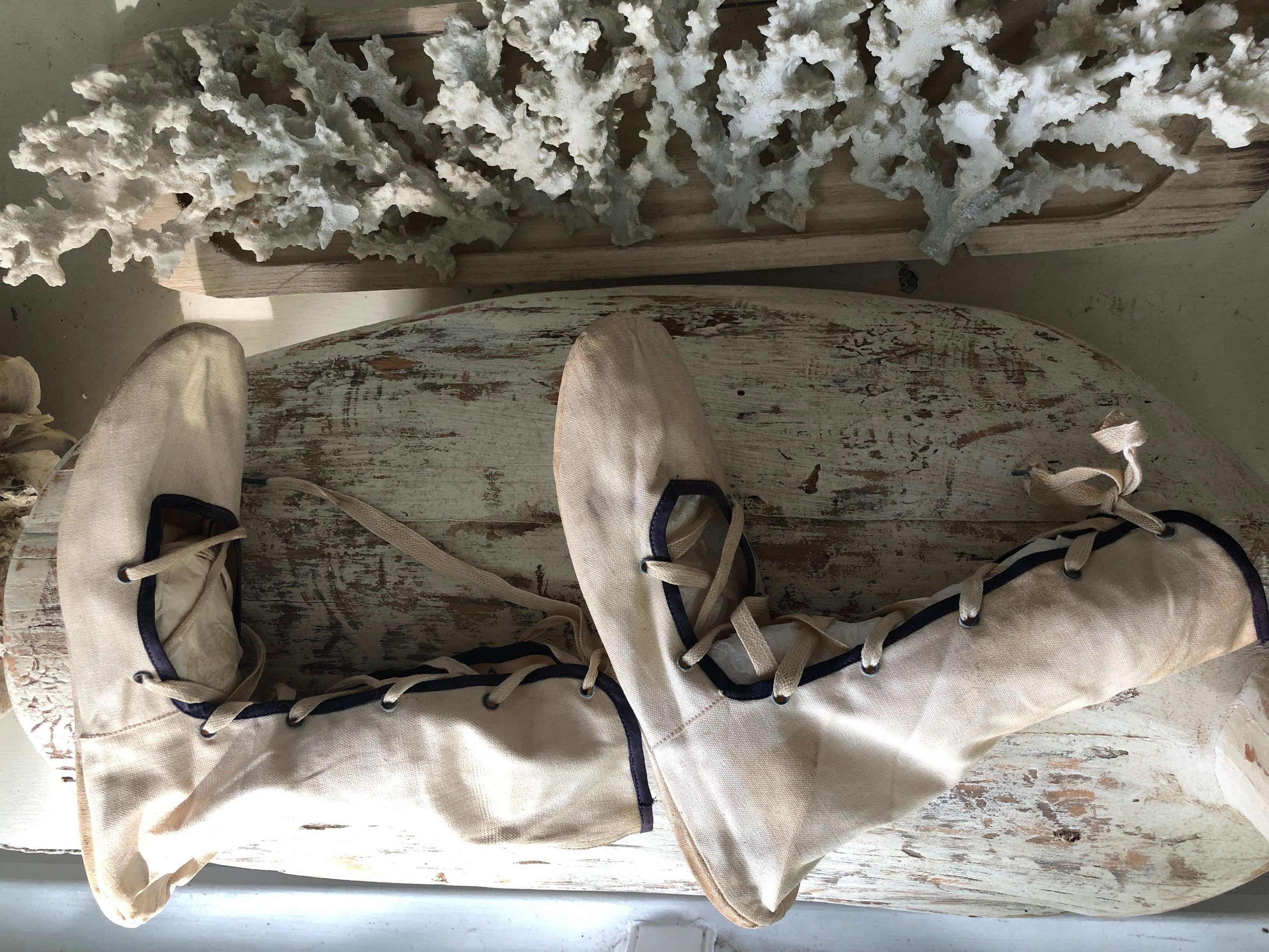 Antique 1910’s Edwardian Bathing Slippers Swim Shoes Bathing Boots ...