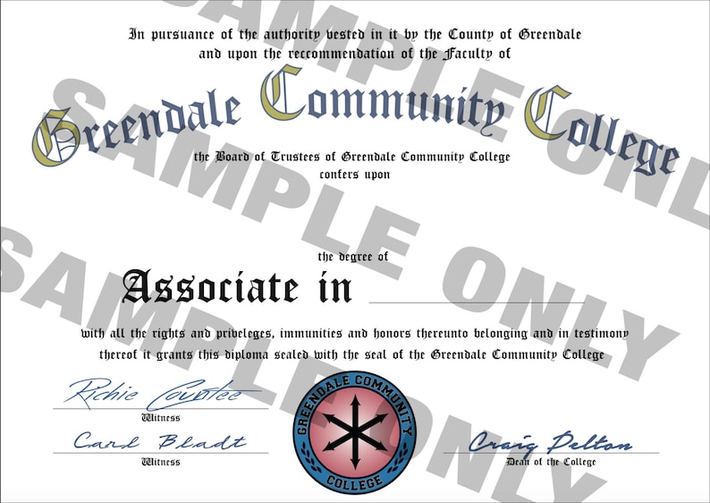 Greendale Community College Graduation Certificate NBC Community ...