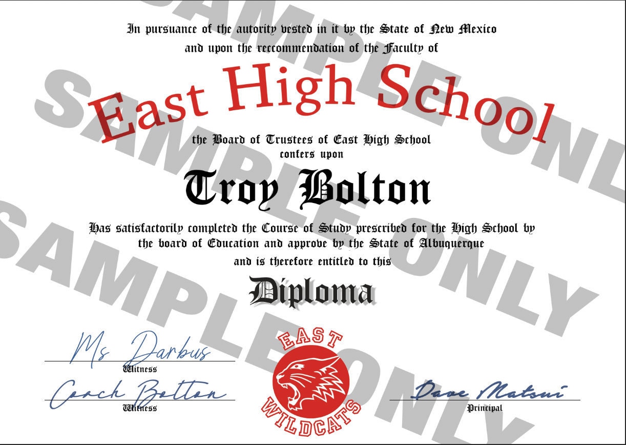 High School Musical East High School Graduation Certificate Digital ...