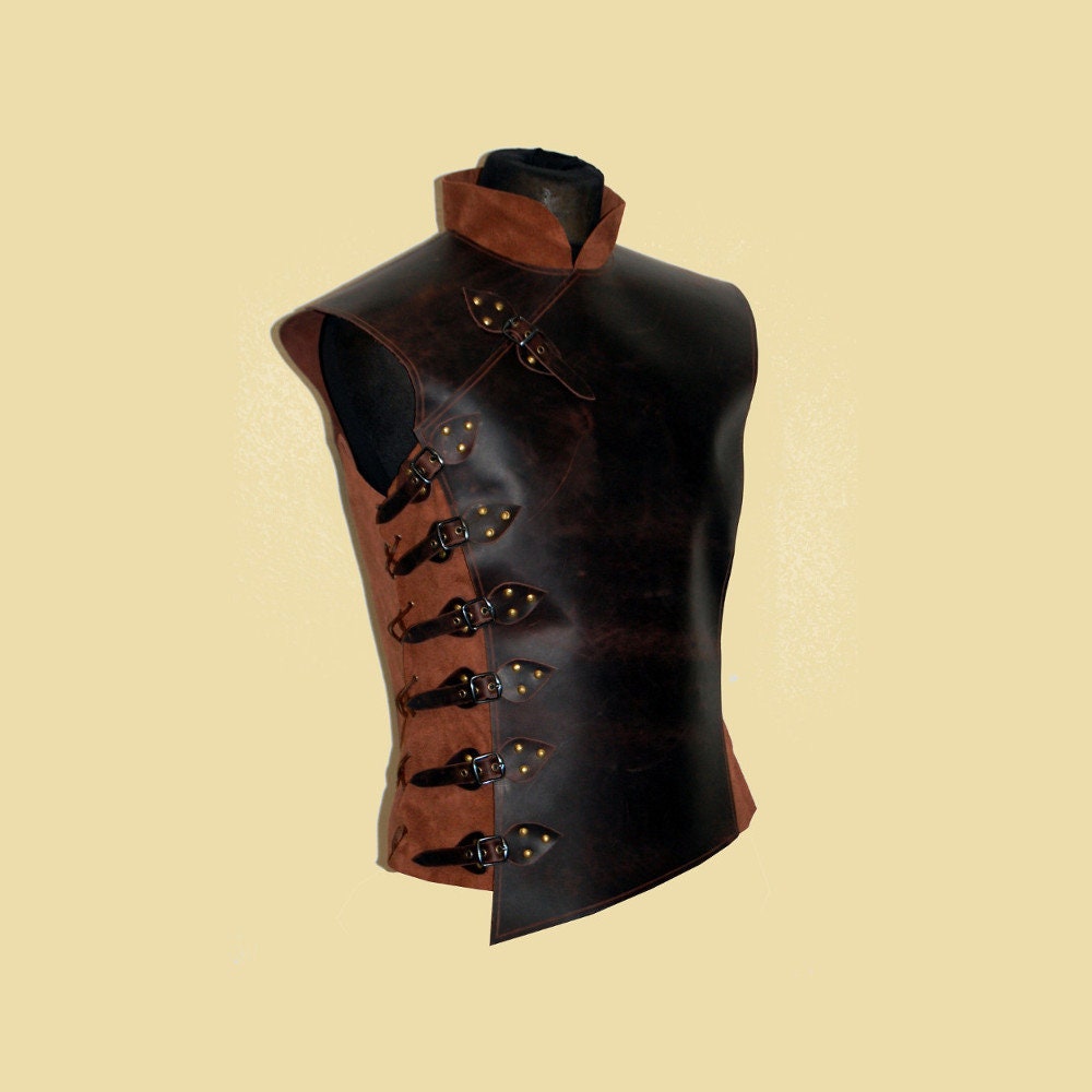 Asymetric Soft Leather Armour in Asian Style for Men - Etsy