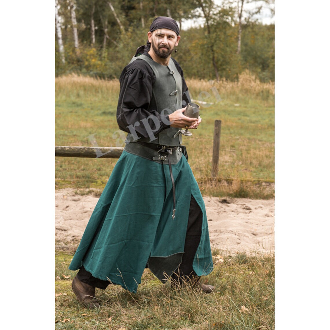 Men's Battle Skirt Made of Linen and Oiled Leather Larp - Etsy
