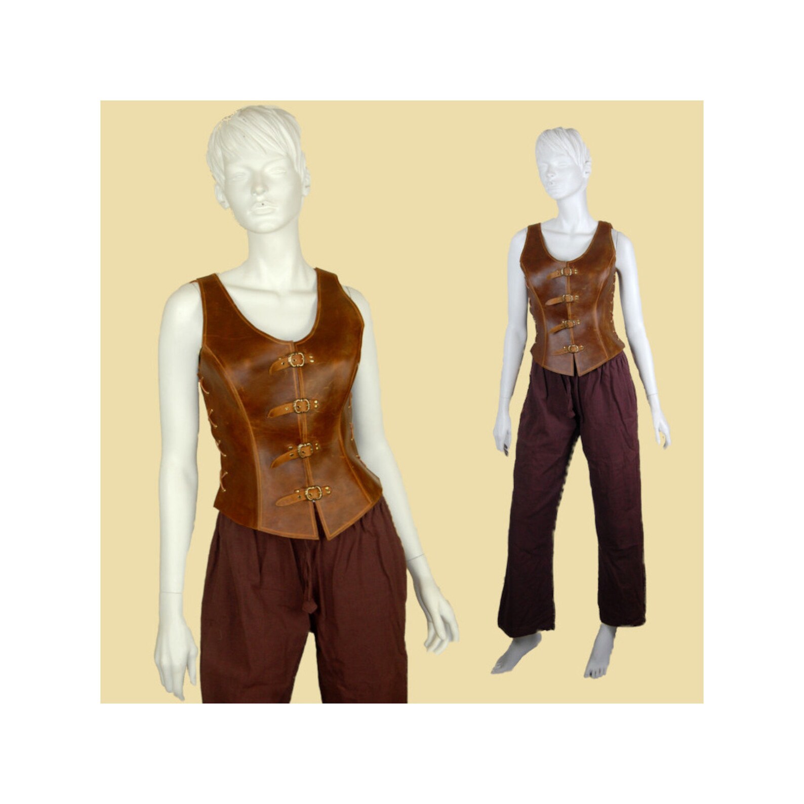Solid Jerkin for Women Made of Leather Larp Medieval - Etsy UK