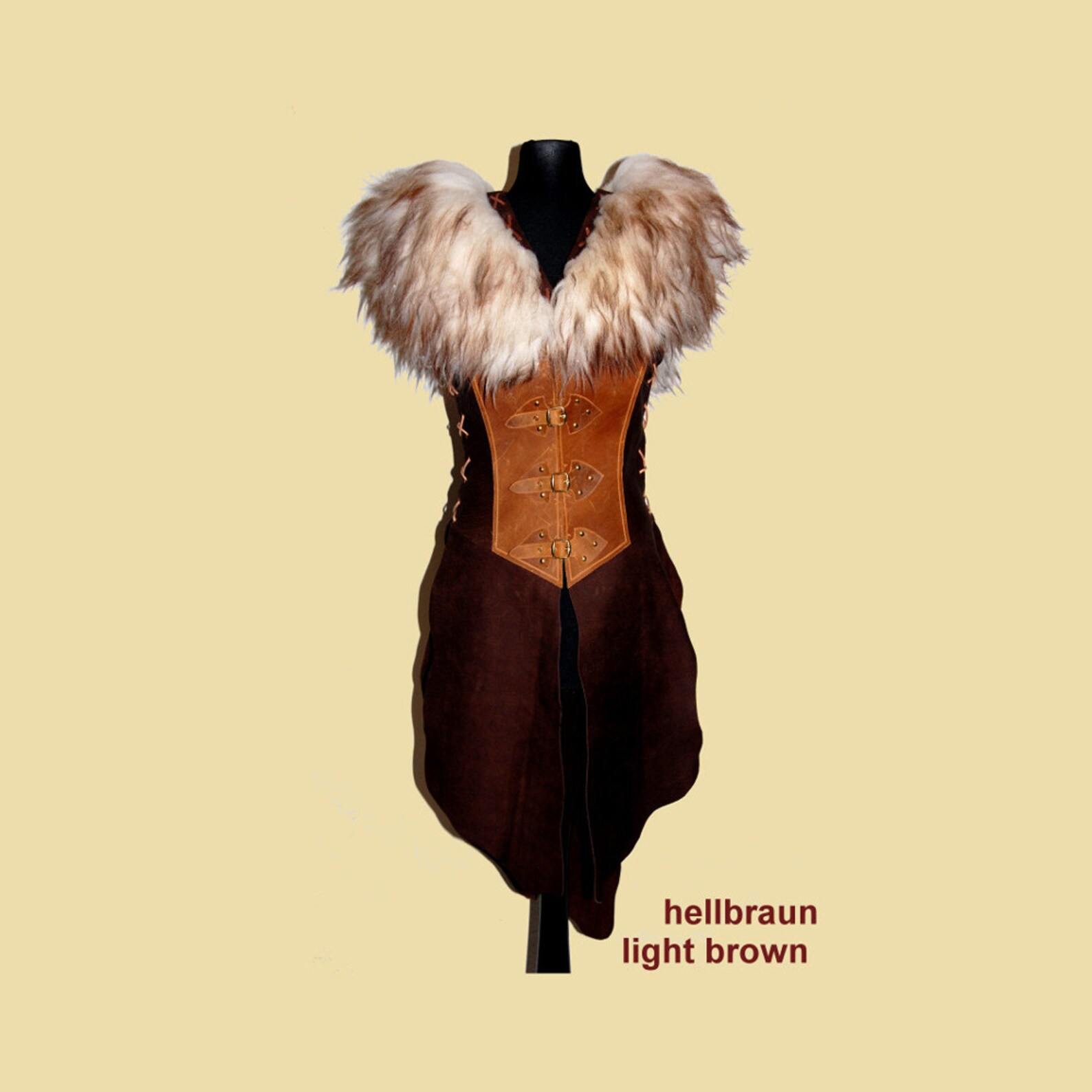 Leather Surcoat With Fur Collar for Women - Etsy