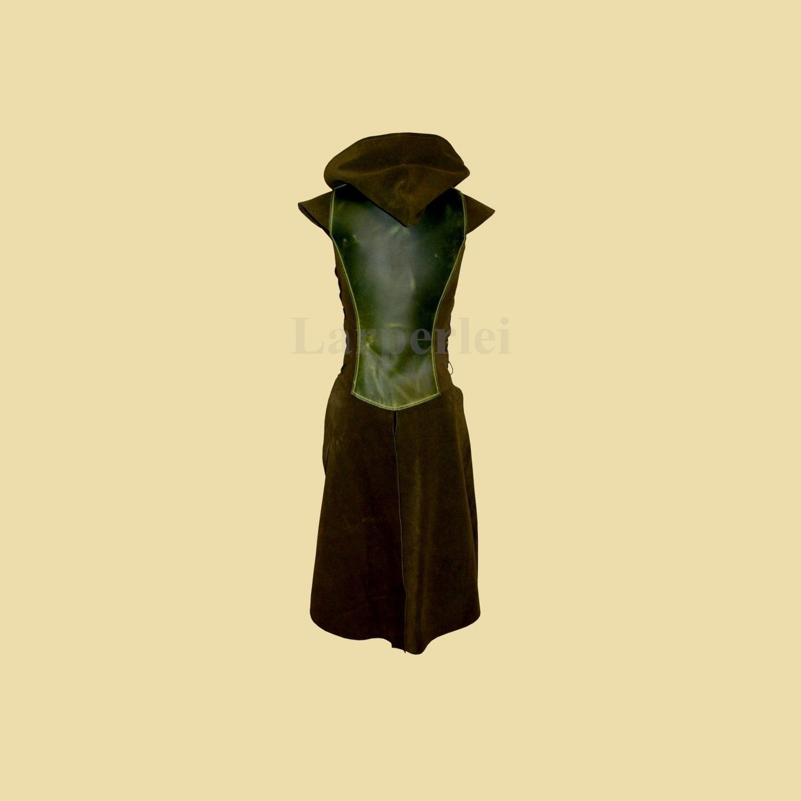 Leather Surcoat With Hood for Women Larp Fantasy Elf Wood - Etsy