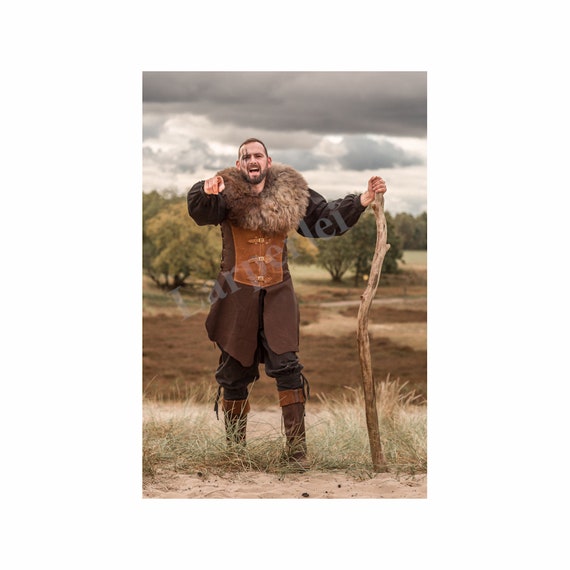 Leather Surcoat With Fur Collar for Men - Etsy