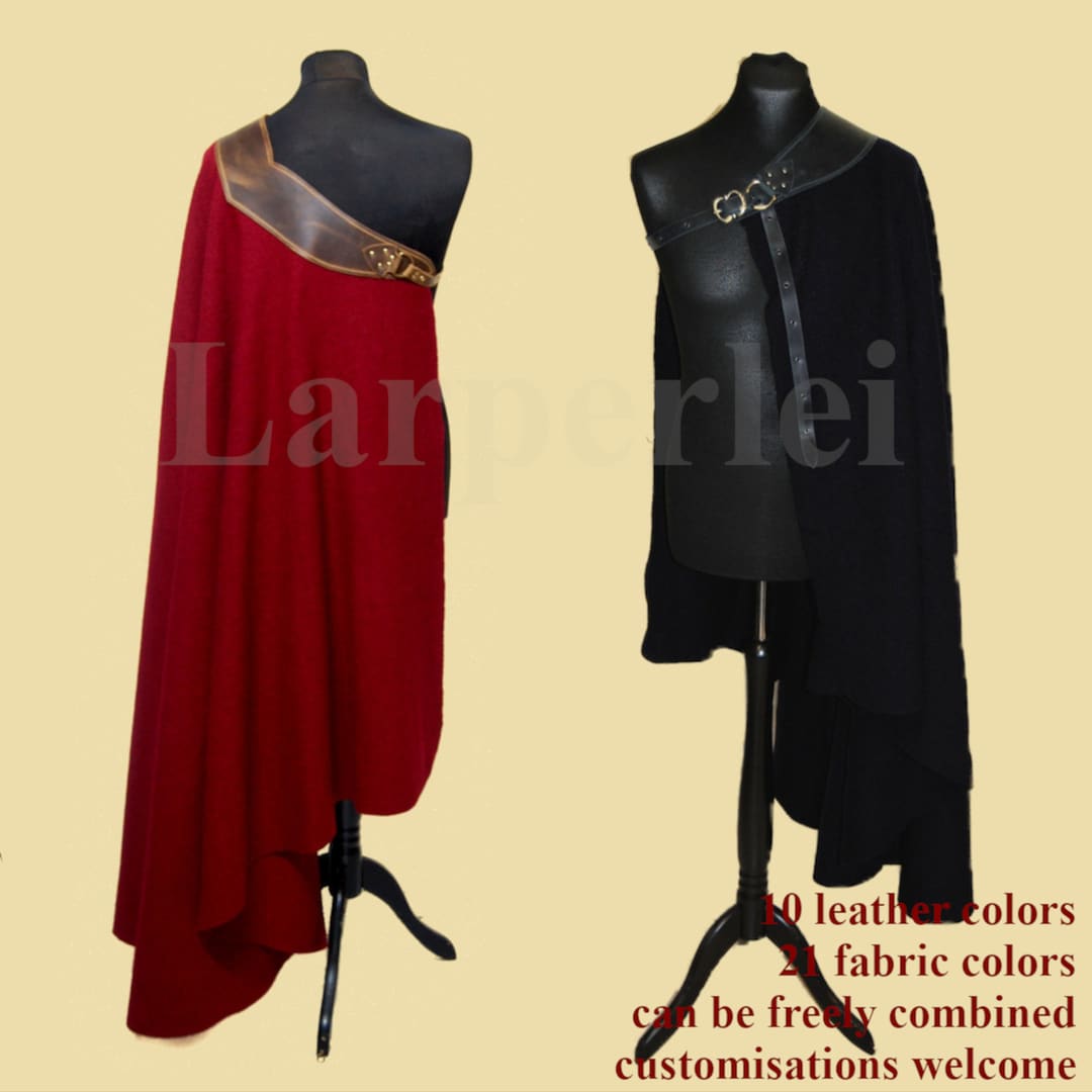 Wool Musketeer Cloak: Oiled Leather Half Cape, One Size - Etsy