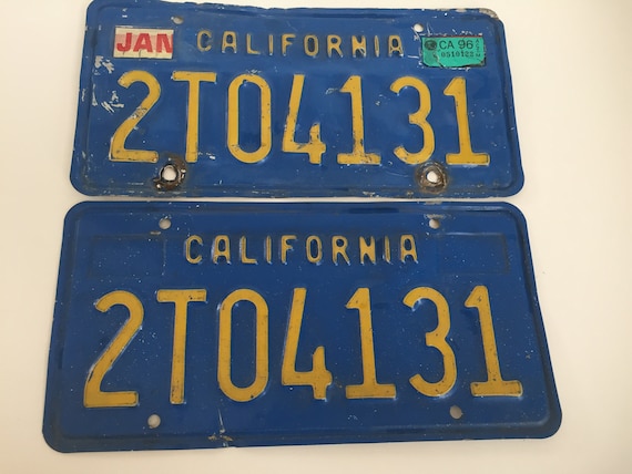 Vintage Blue and Gold California License Plates A Pair - Etsy