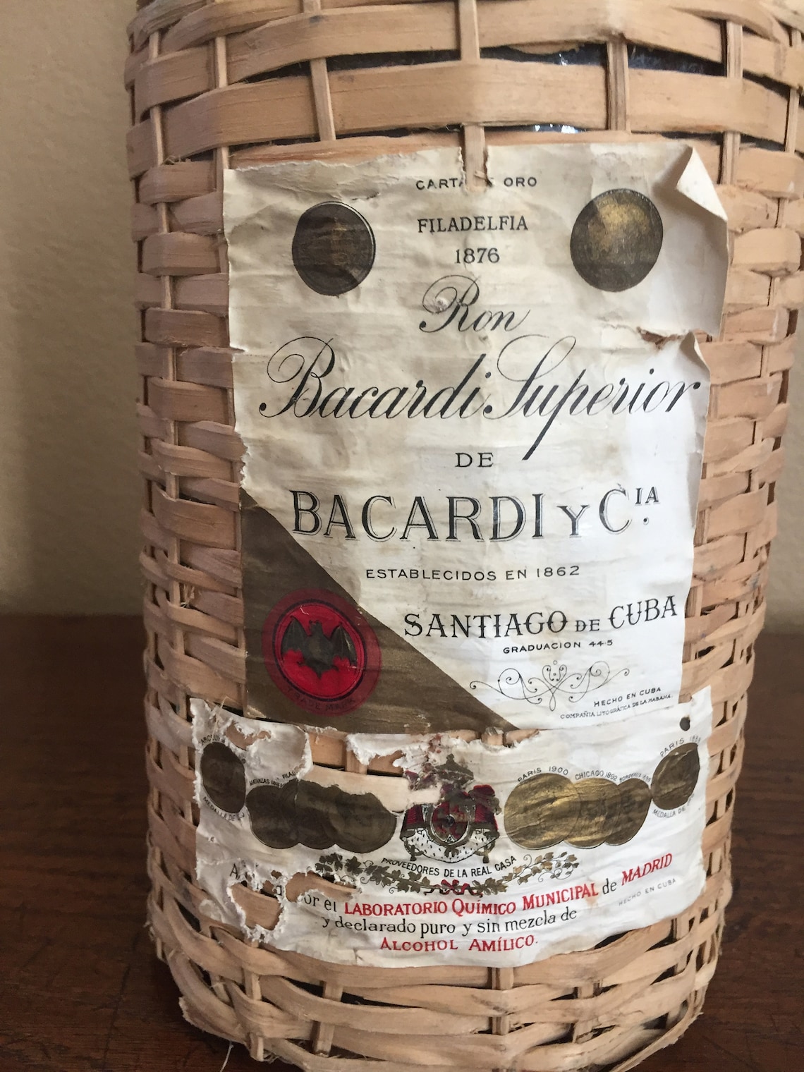 Vintage Wicker Encased Bacardi Rum Bottle Large Size Demijohn - Etsy