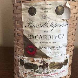 Vintage Wicker Encased Bacardi Rum Bottle Large Size Demijohn SALE - Etsy