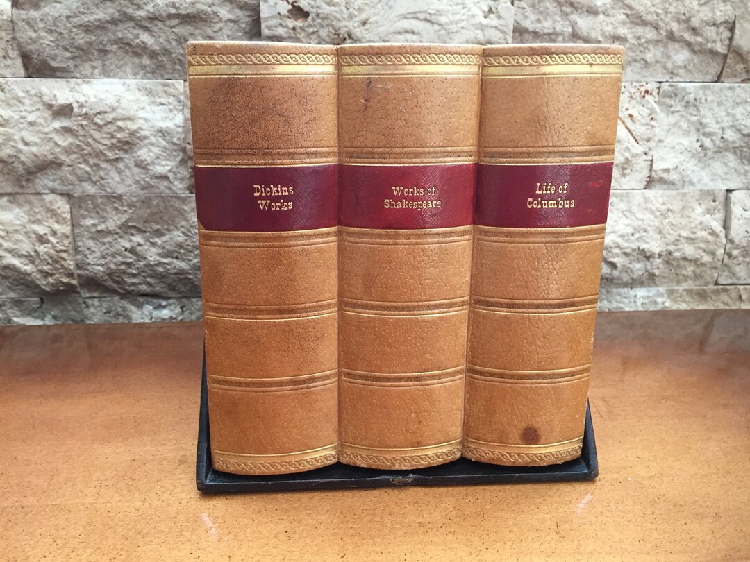 Vintage tres libros cuero alemán cromo y oro lavado Tantalus SetVENTA ...