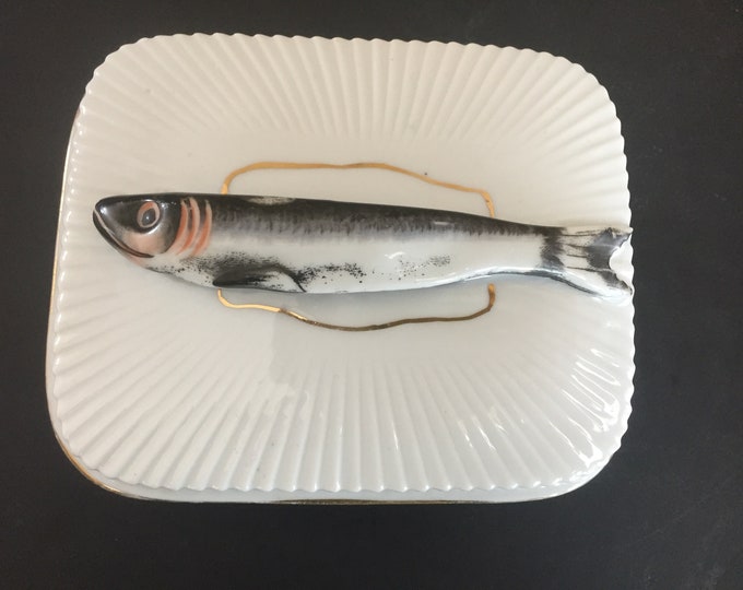 Antique Ribbed Porcelain Sardine Box Hand Painted Collectible - Etsy