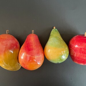 Vintage Alabaster Apple, Green Pear, Red Pear and a Mango - Etsy