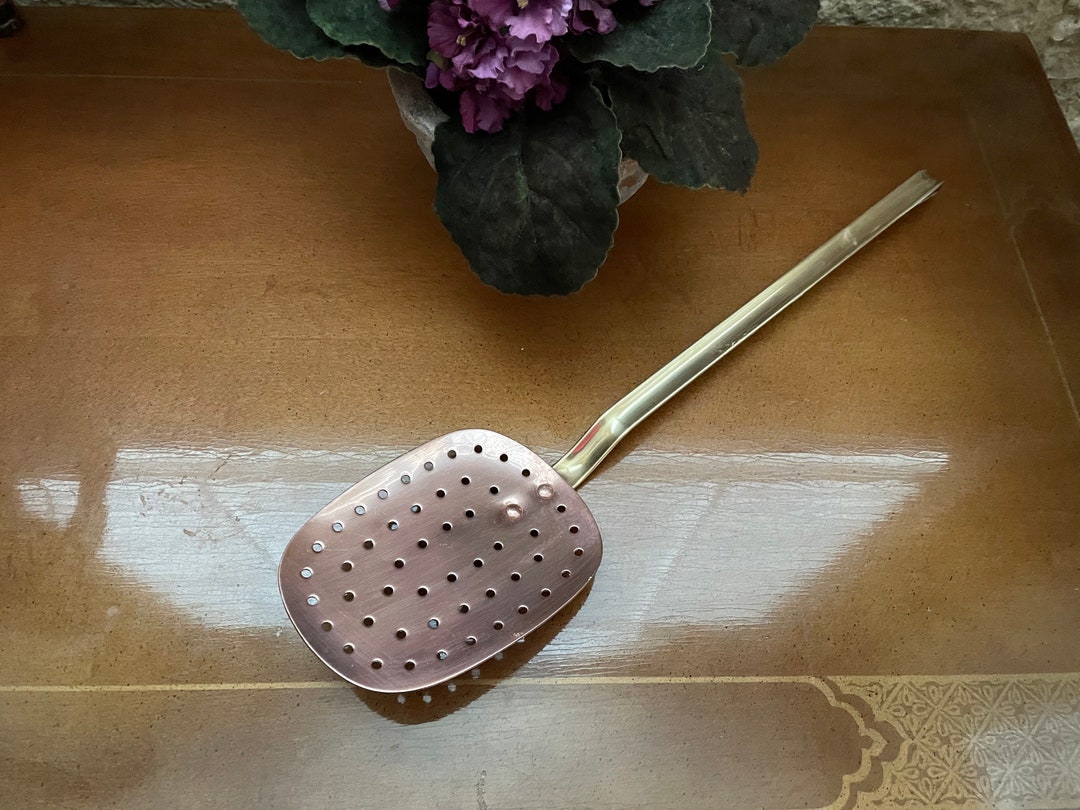 Vintage Brass Long Handle Copper Head Colander /skimmer - Etsy