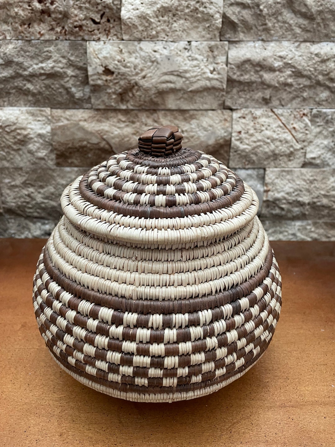 Vintage Lesotho Country S Africa Palm Storage Basket - Etsy