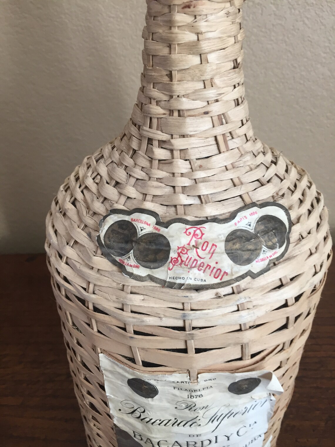 Vintage Wicker Encased Bacardi Rum Bottle Large Size Demijohn - Etsy