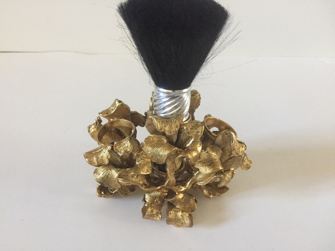 Stunning Vintage Metal Tiger Lily Gold Make-up Brush Holder - Etsy