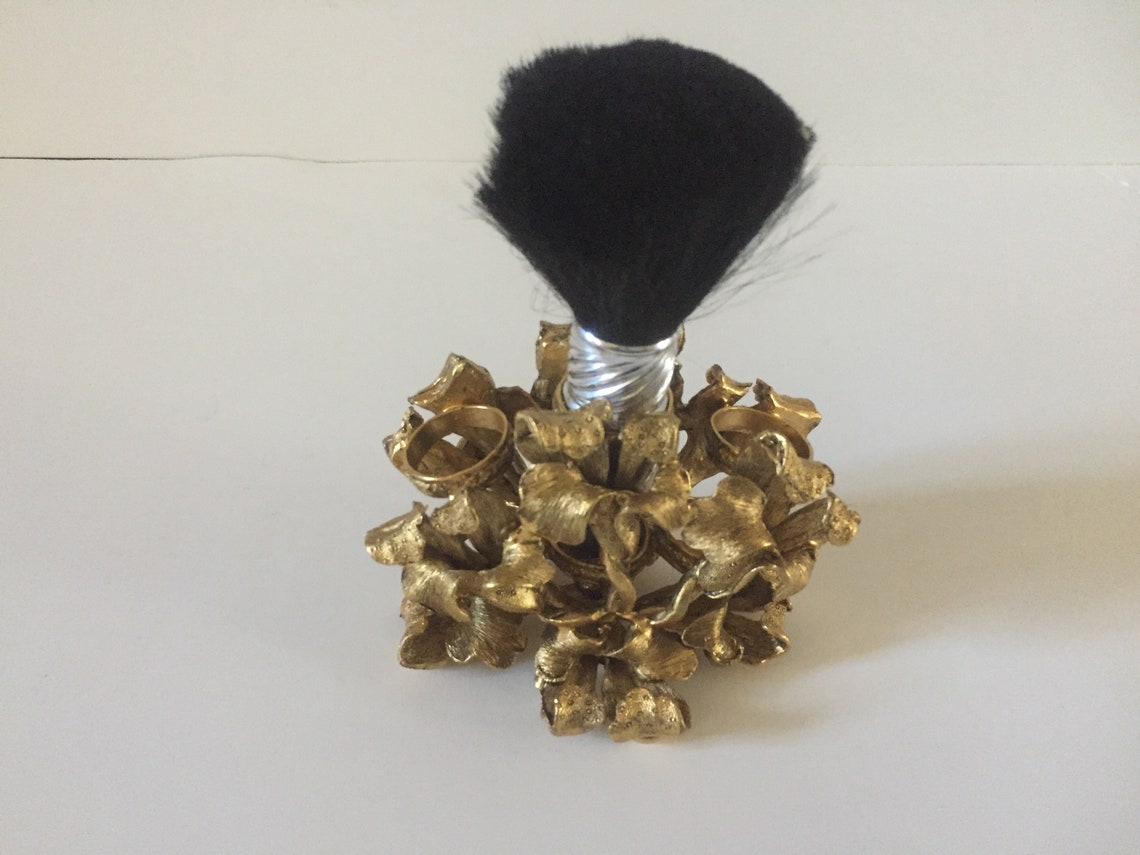 Stunning Vintage Metal Tiger Lily Gold Make-up Brush Holder - Etsy