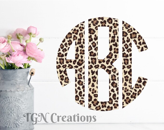 Monogram Leopard Print Decal, Personalized Leopard Print Car Decal ...