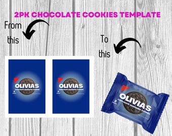 2 PK Chocolate Cookies Wrappers Template Canva Party Favor Templates - Etsy