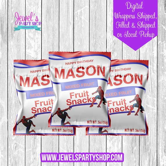 Spiderman Custom Fruit Snacks, Printed and Shipped! Custom Fruit Snacks ...