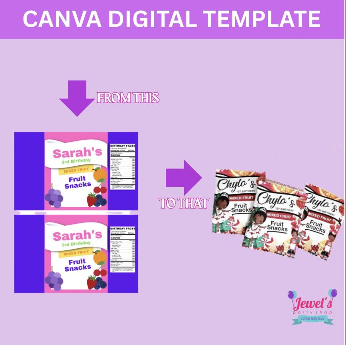 CANVA Custom Fruit Snacks DIGITAL Template, INSTANT! Custom Fruit Snack ...