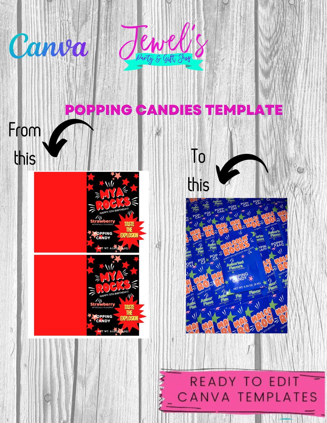 CANVA Custom Popping Candies DIGITAL Template, INSTANT! Custom Popping ...