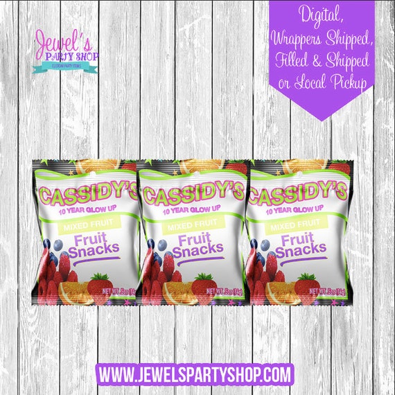 Glow Theme Custom Fruit Snacks, Printed and Shipped! Custom Fruit Snack ...