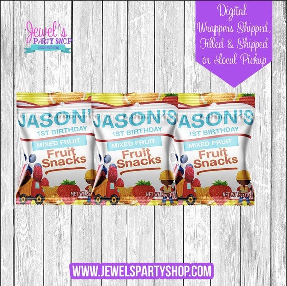 Construction Custom Fruit Snacks, Printed and Shipped! Custom Fruit ...
