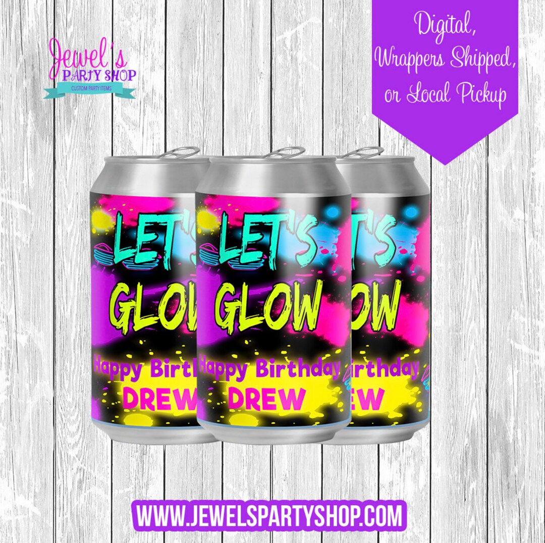 Lets Glow Can Soda Wrappers, Printed and Shipped Custom Glow Can Soda ...