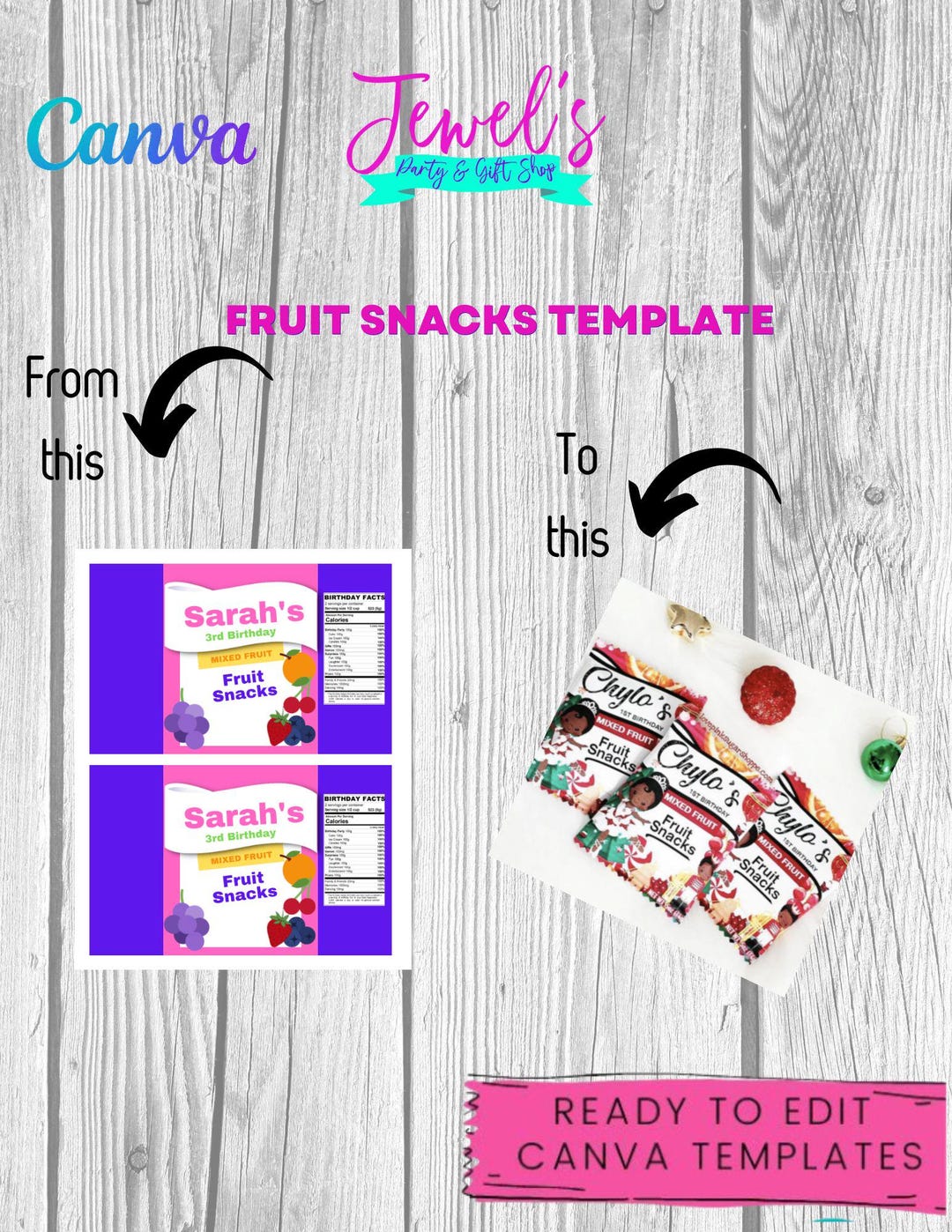 Canva Custom Fruit Snacks Digital Template Instant Custom Fruit Snack