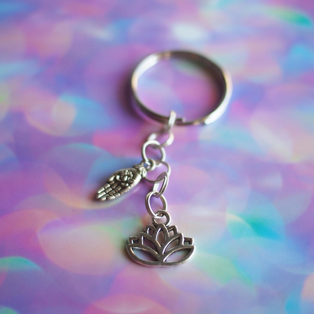 Lotus Keychain Positive Vibes Lotus Flower Keychain Charm - Etsy