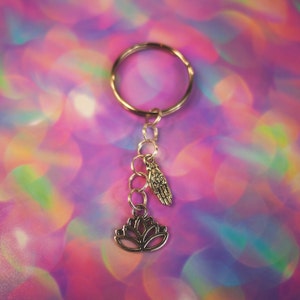 Lotus Keychain Positive Vibes Lotus Flower Keychain Charm - Etsy