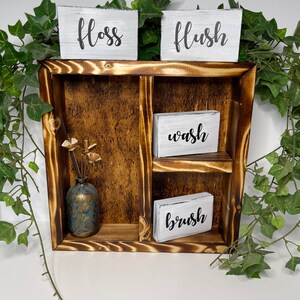 Bathroom Wall Box and Sign Set | Floss Flush Wash Brush Mini Signs ...