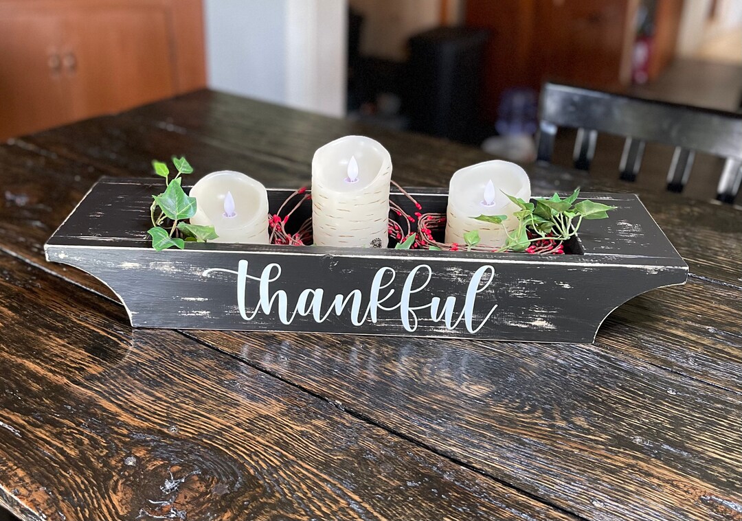 Thankful and Blessed Centerpiece Box, Table Decor, Rustic Farmhouse ...