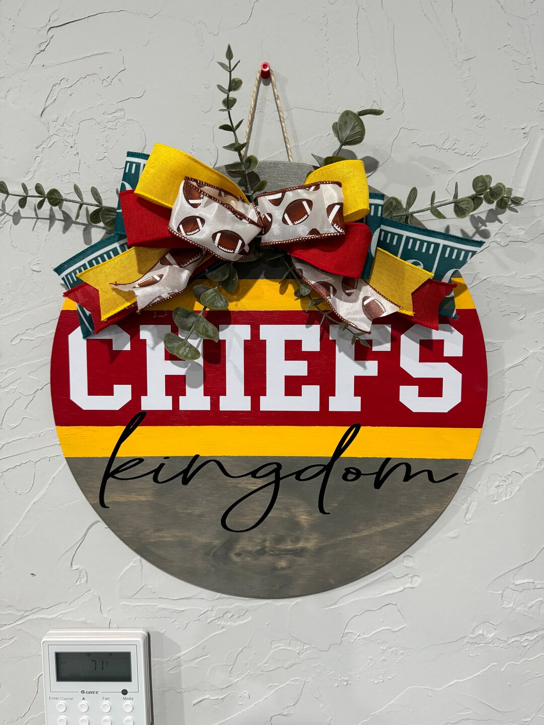 Chiefs Kingdom | Door Hanger | Circle Greeting | Welcome Wreath | Front ...