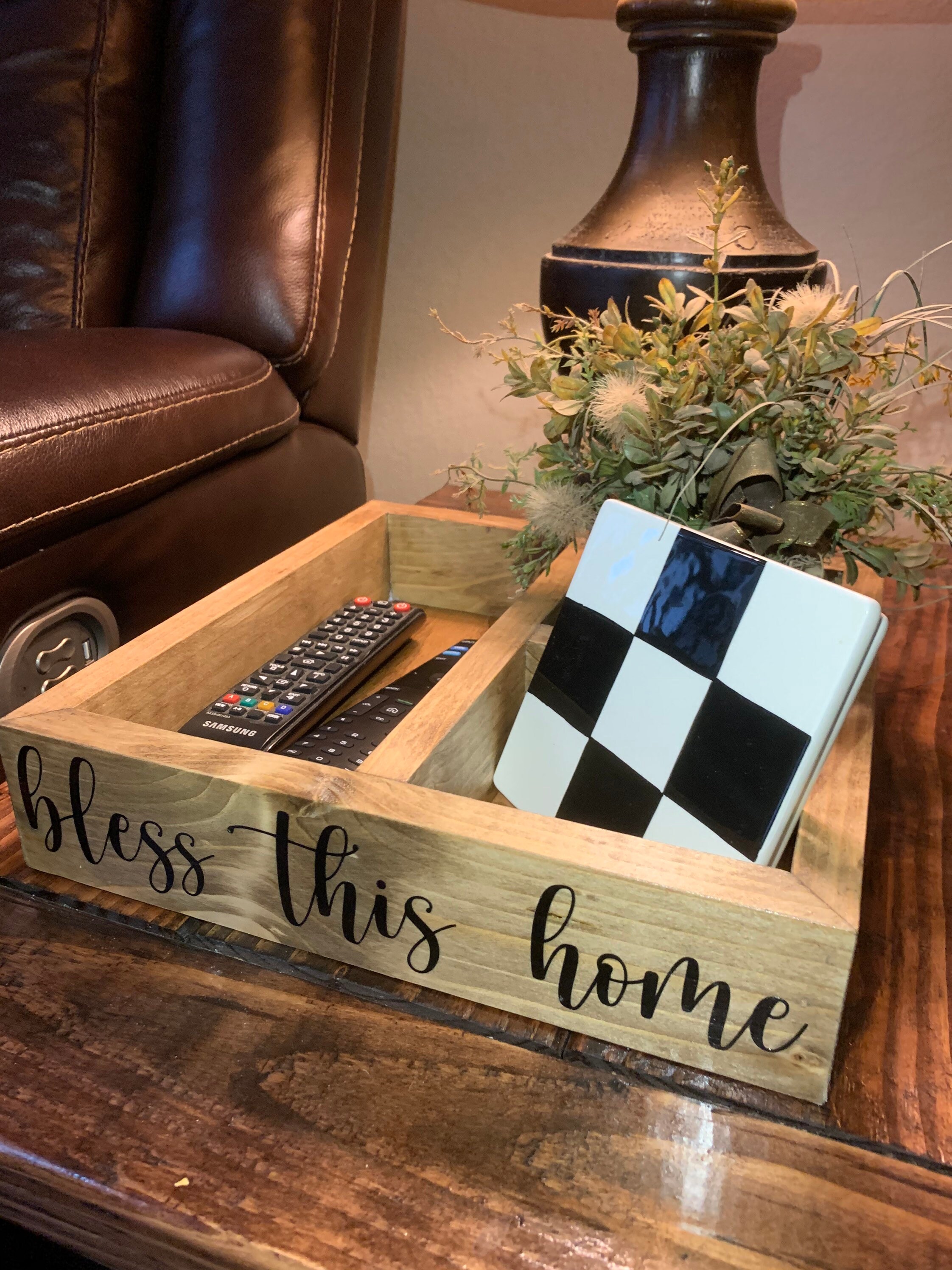 Remote control storage caddy end table storage bedside table | Etsy